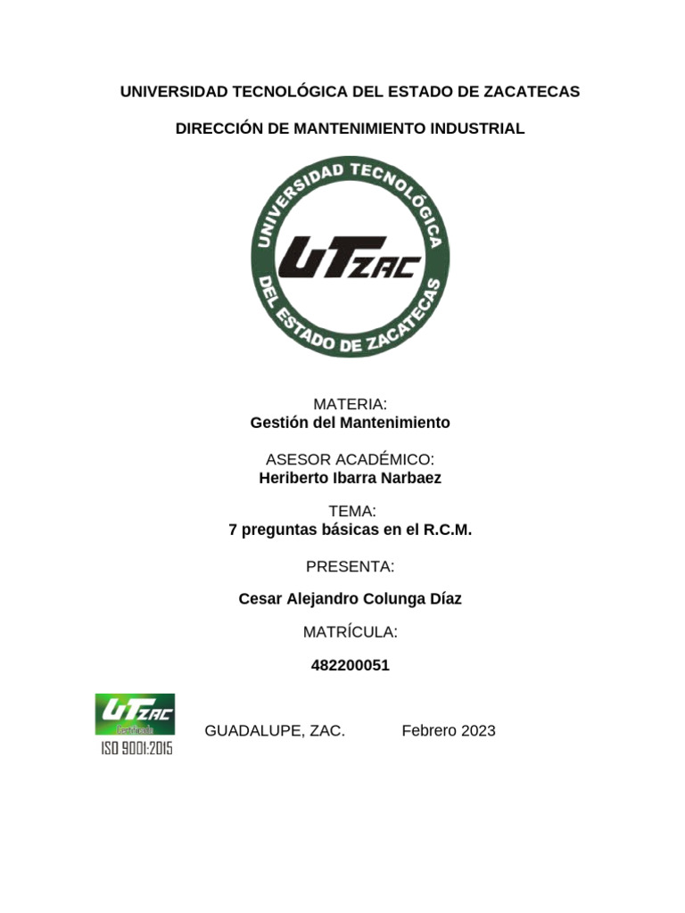 7 PREGUNTAS BASICAS DEL R.C.M. | PDF | Perforar