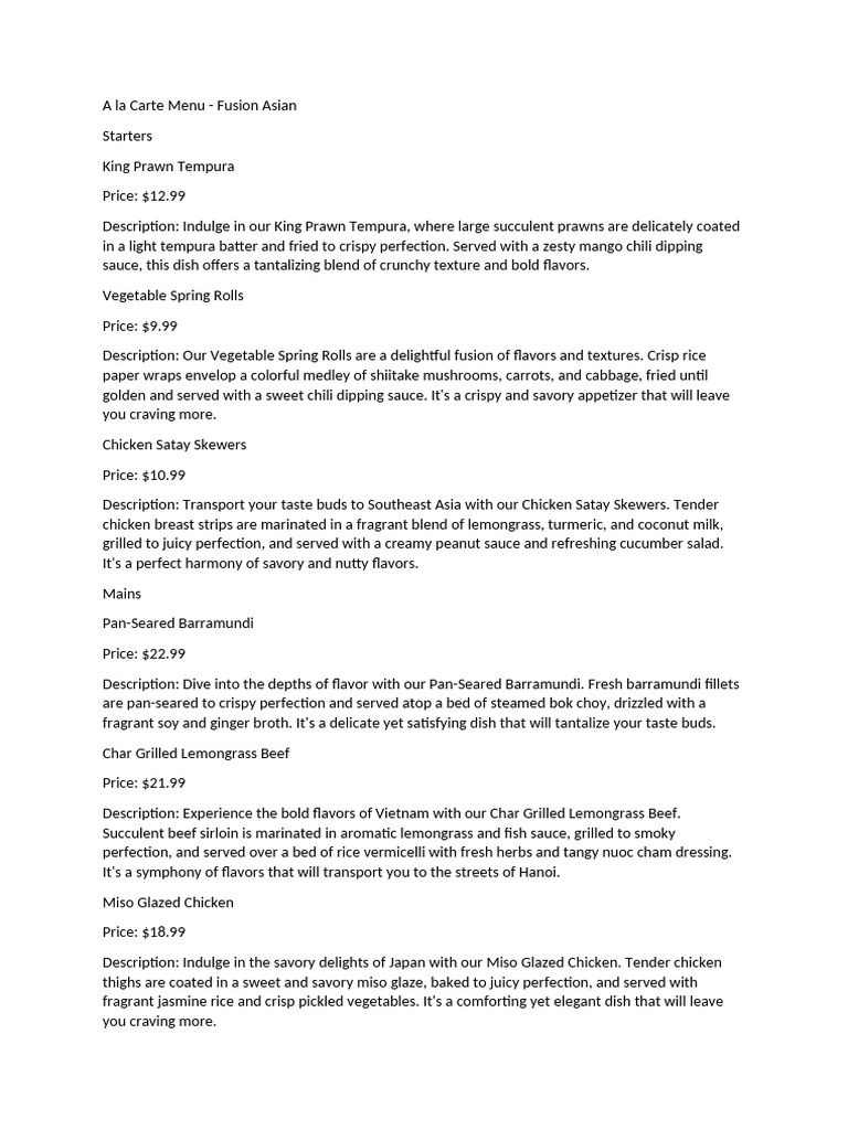 22 Part D Prepare Dish Descriptions | PDF | Mango | Sauce