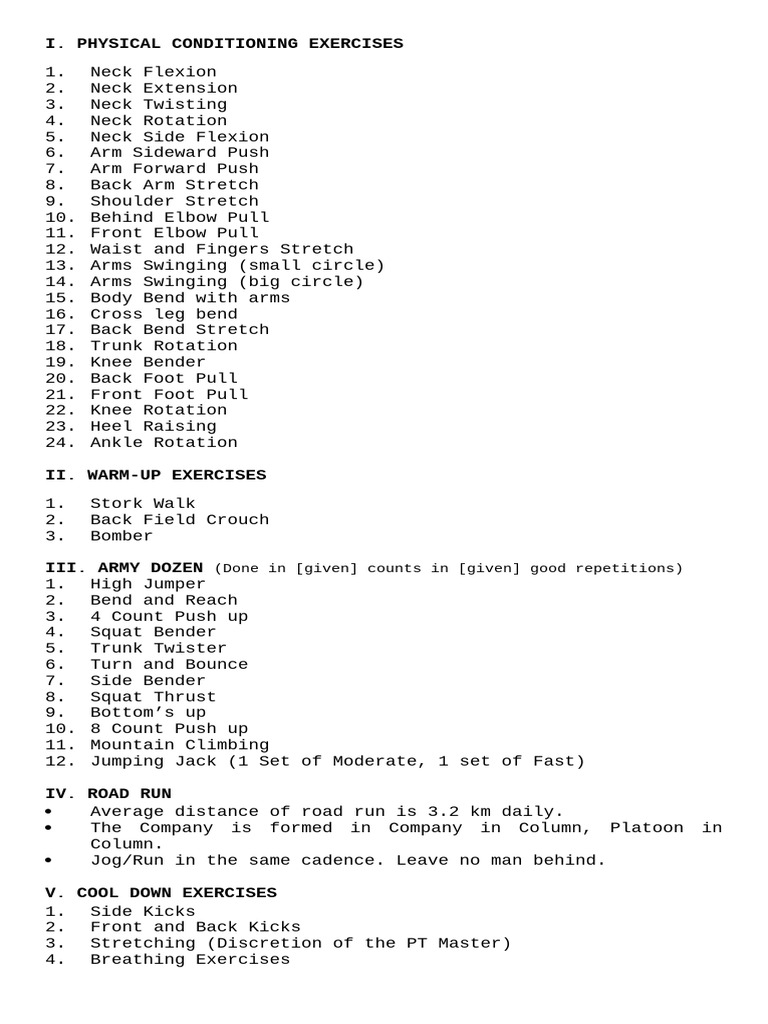 Army Dozen Exercise Routine | PDF