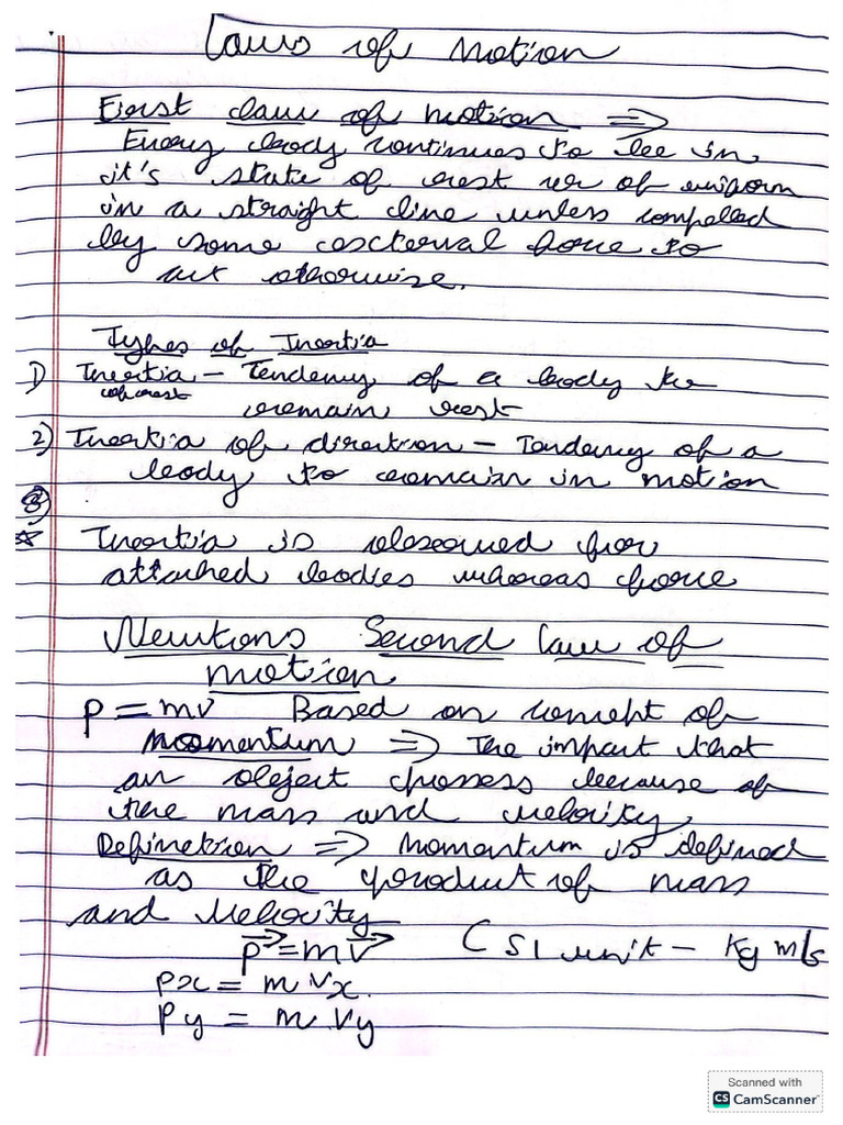 Laws of Motion Notes | PDF