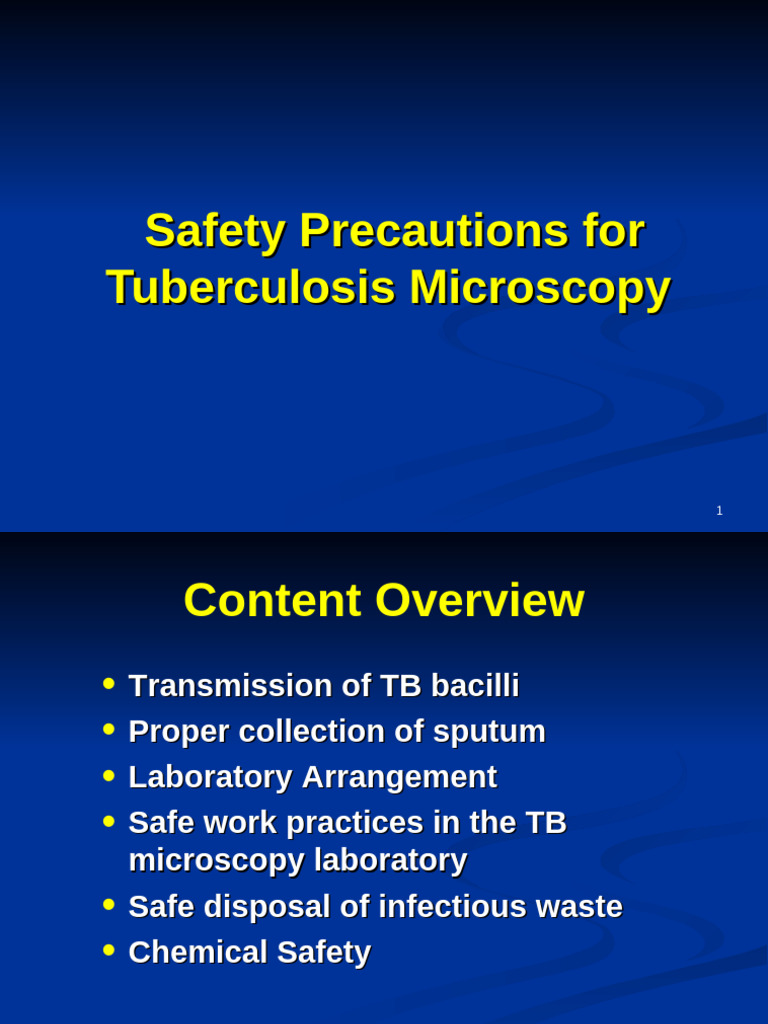 Safety Precautions For Tuberculosis Micros | PDF | Tuberculosis