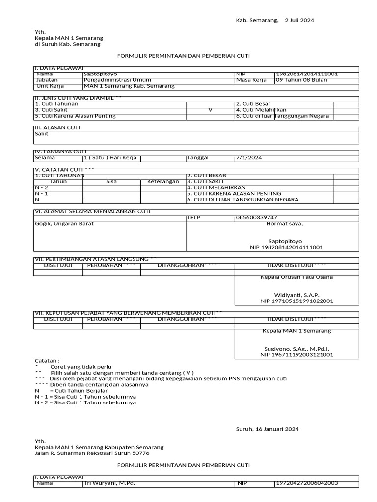 Blanko Cuti Bu Tri | PDF