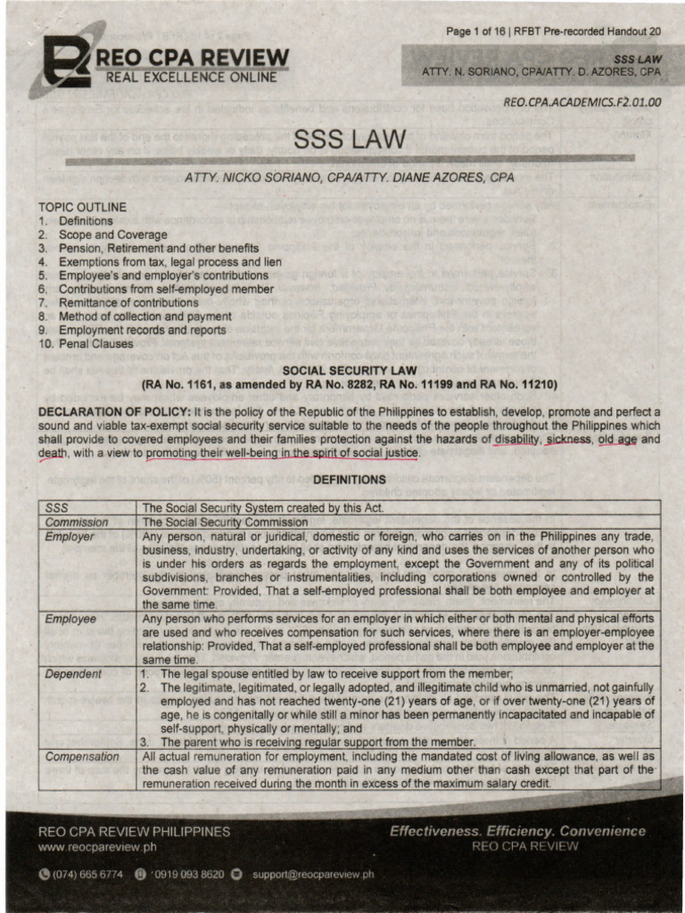 REO RFBT SSS Law | PDF