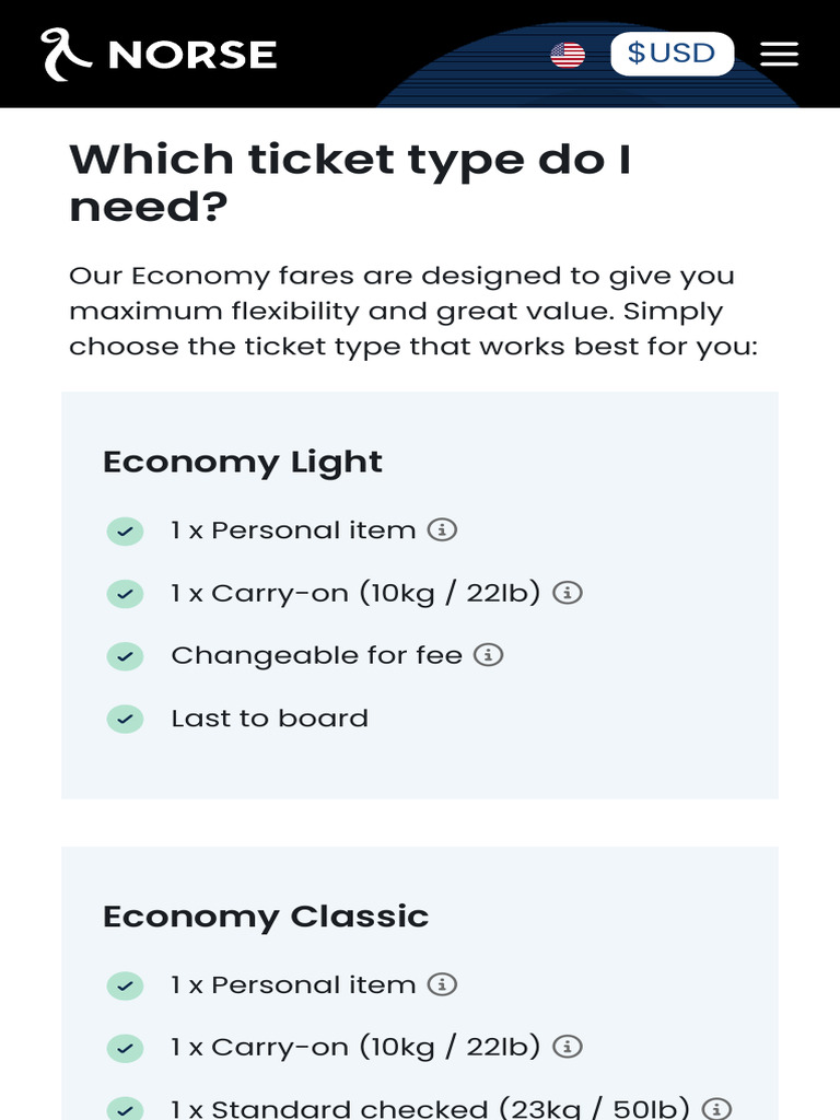 Choosing Your Economy Ticket Type | PDF