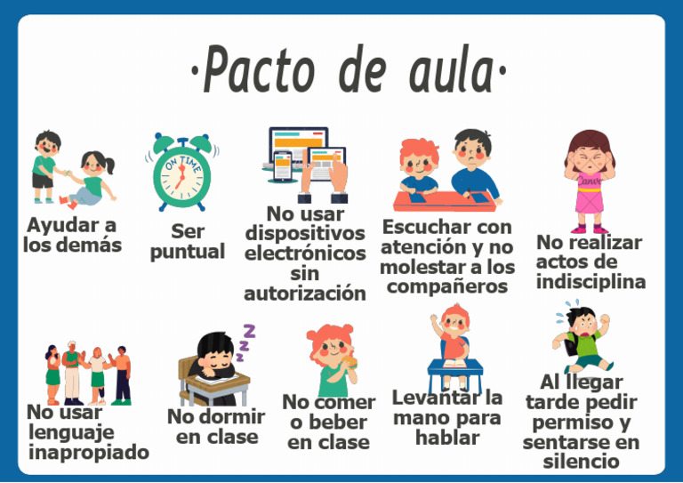 Póster para Imprimir Reglas Del Salón Simple Ilustrativo Multicolor | PDF