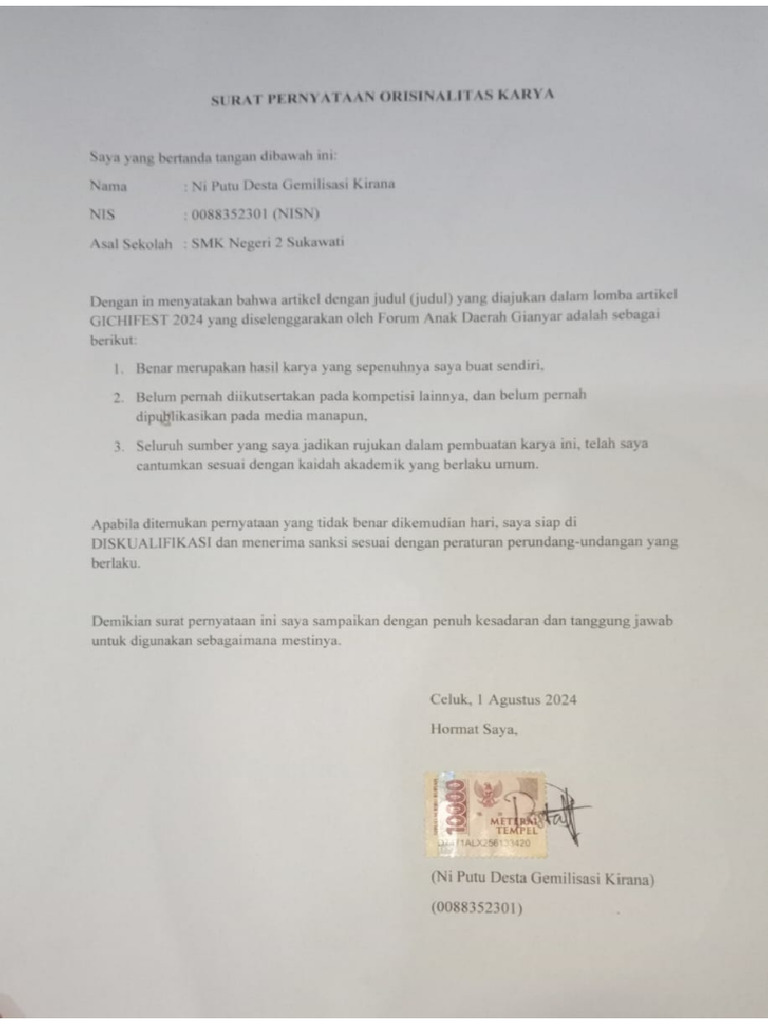 SRT Orisini - Ni Putu Desta Gemilisasi Kirana | PDF