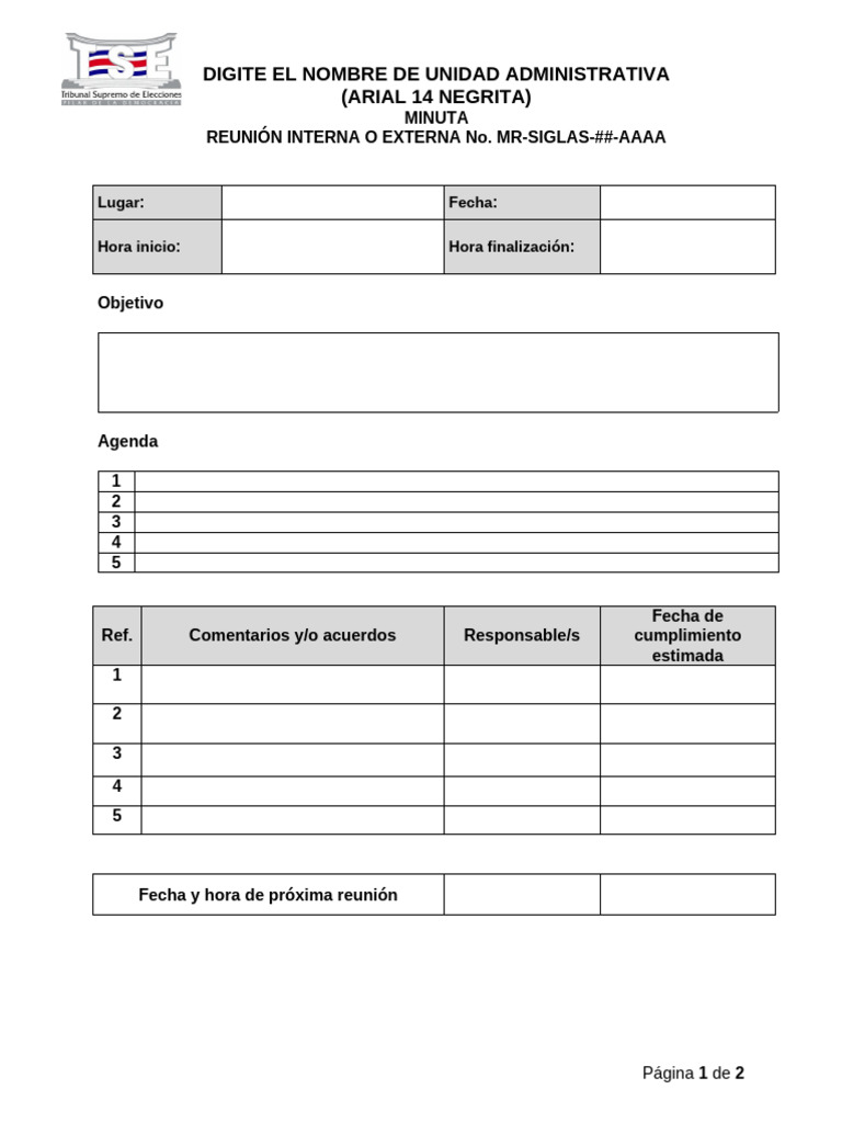 02.Plantilla para Minuta de Reunión(1) | PDF