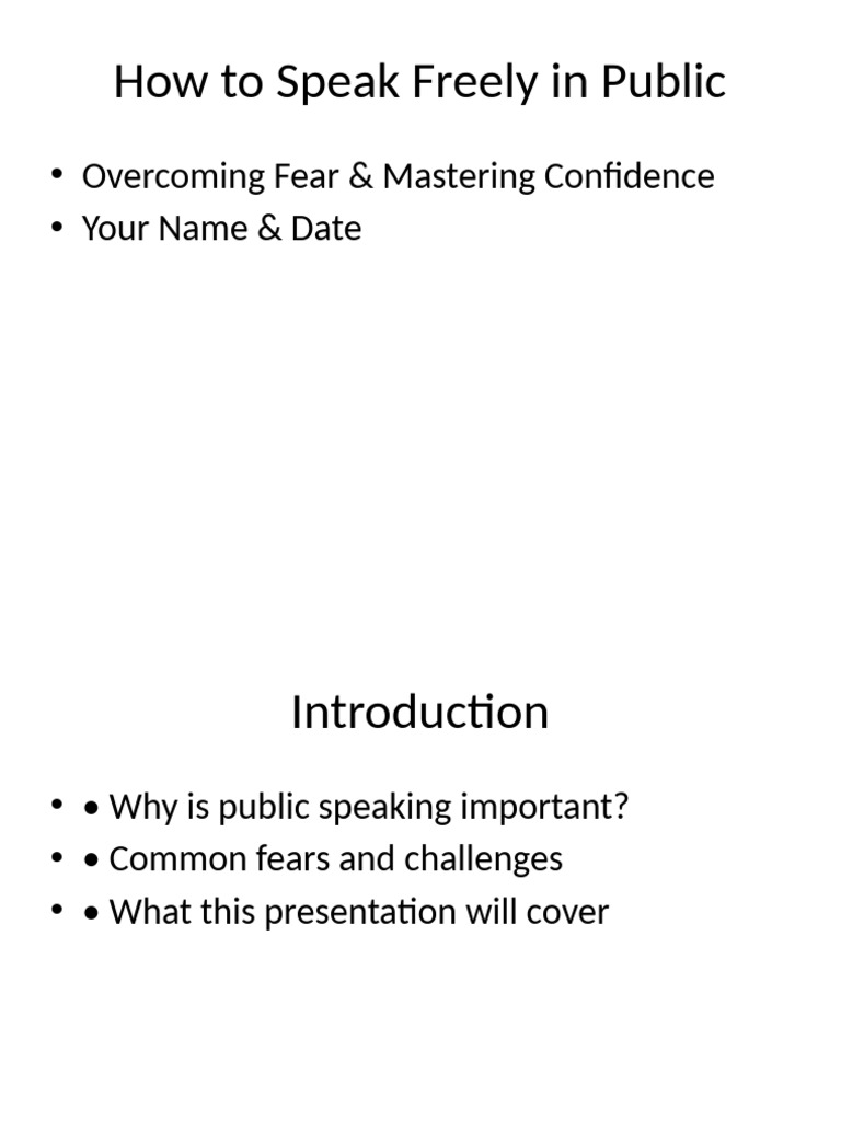 How To Speak Freely in Public | PDF