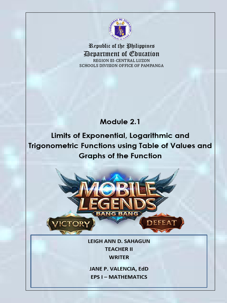 Grade 11-1st Quarter-Module 2.1-Limits-of-Exponential-Logarithmic-and-Trigonometric-Functions ...