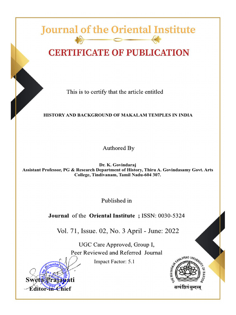 Dr. K. Govindaraj Cert | PDF