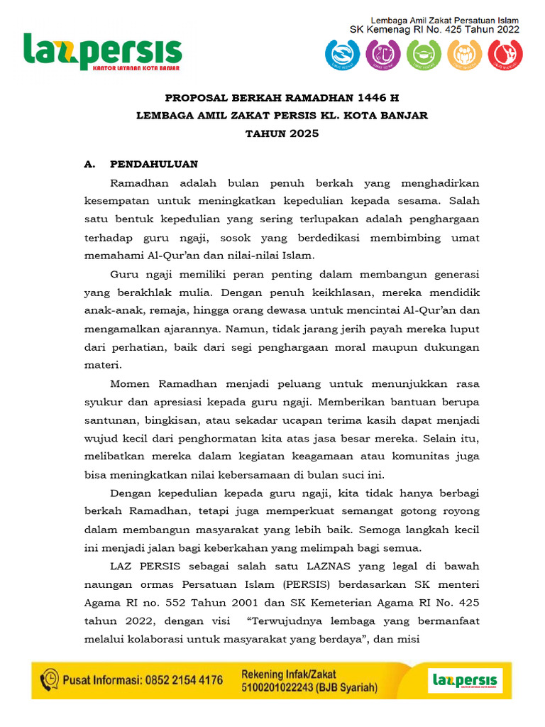 Program Berkah Ramadhan 2025 LAZ PERSIS | PDF