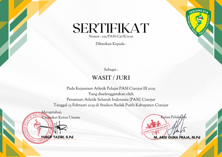 Sertifikat Wasit Juri | PDF