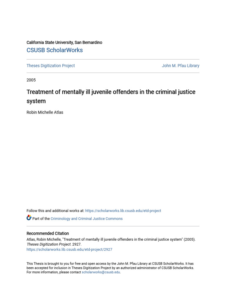 Treatment of Mentally Ill Juvenile Offenders in The Criminal Just | PDF ...