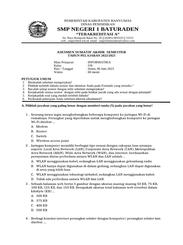 Naskah Soal Sas 23 | PDF