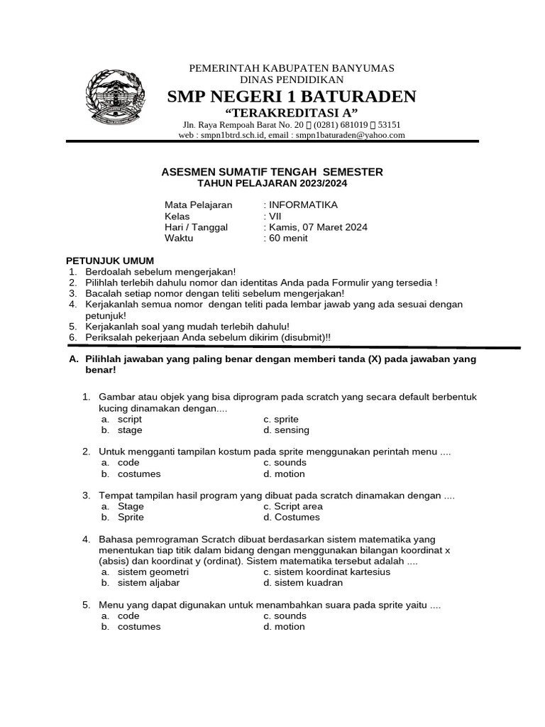 Naskah Soal Ats 2024 | PDF
