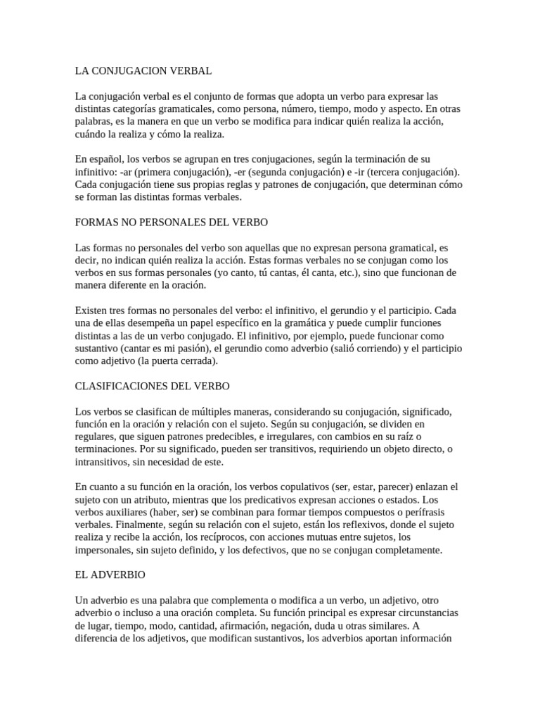 Categorias Gramaticales | PDF | Verbo | Conjugación gramatical