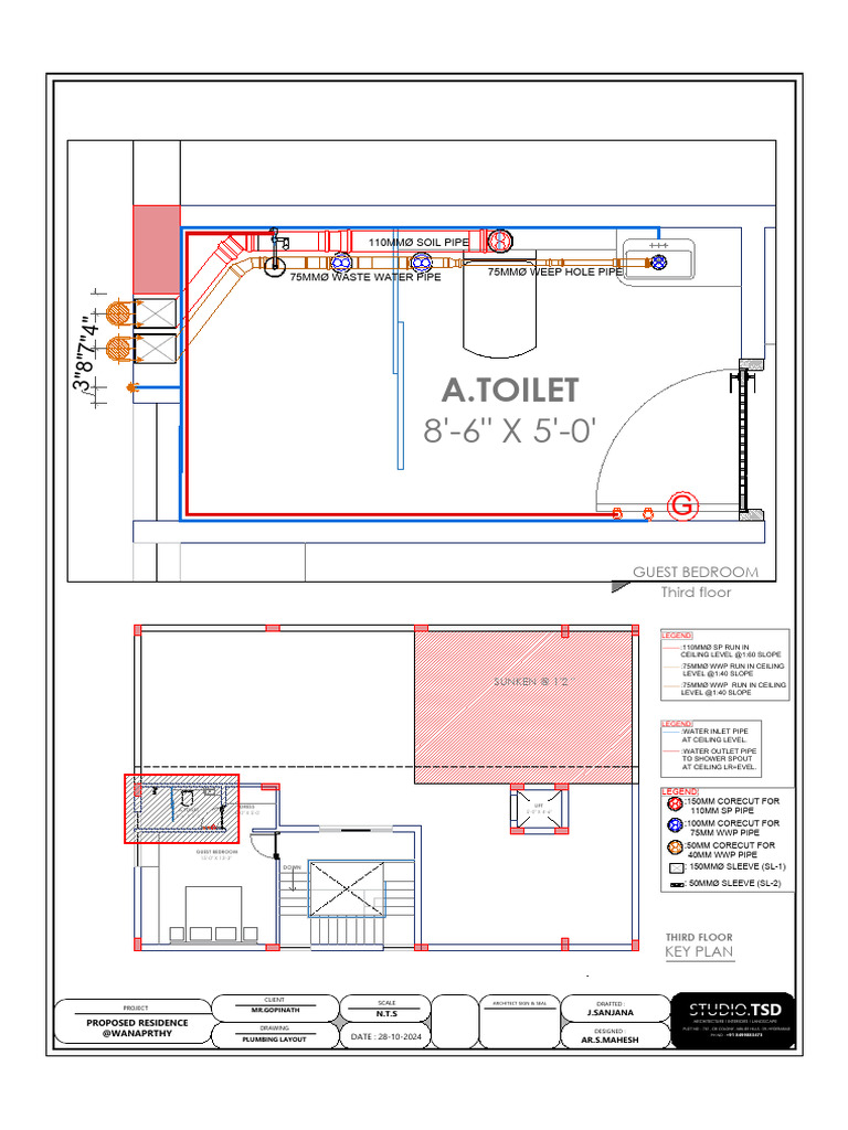 Third Floor Plumbing Layput | PDF | Hydraulic Engineering | Water