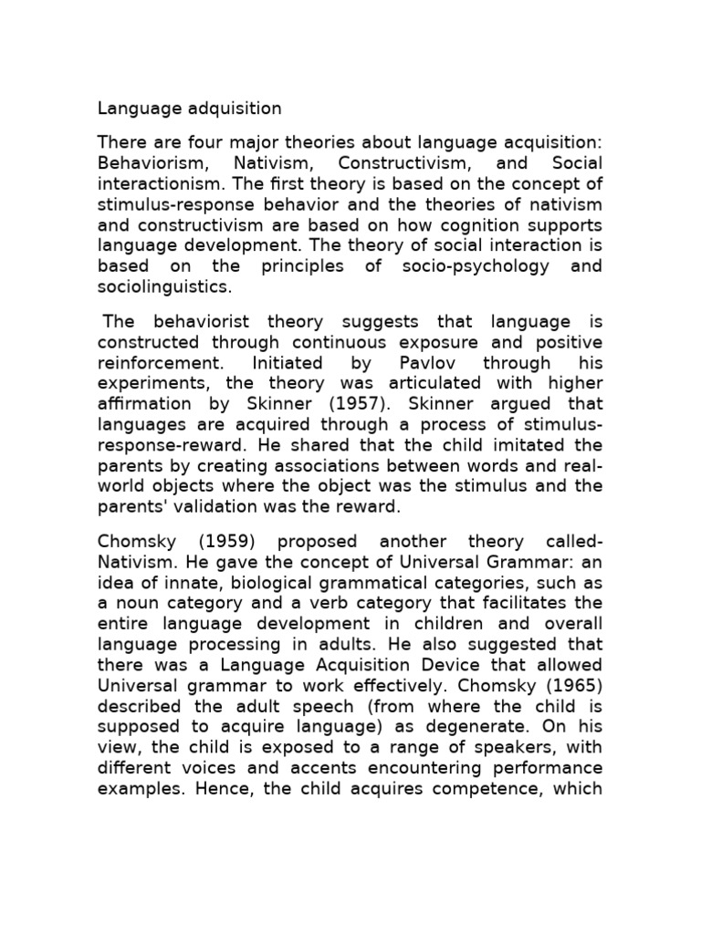 Language adquisition | PDF | Language Acquisition | Language Development
