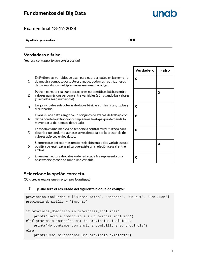 Examen Final: Fundamentos del Big Data | PDF | Python (lenguaje de programación) | Análisis ...