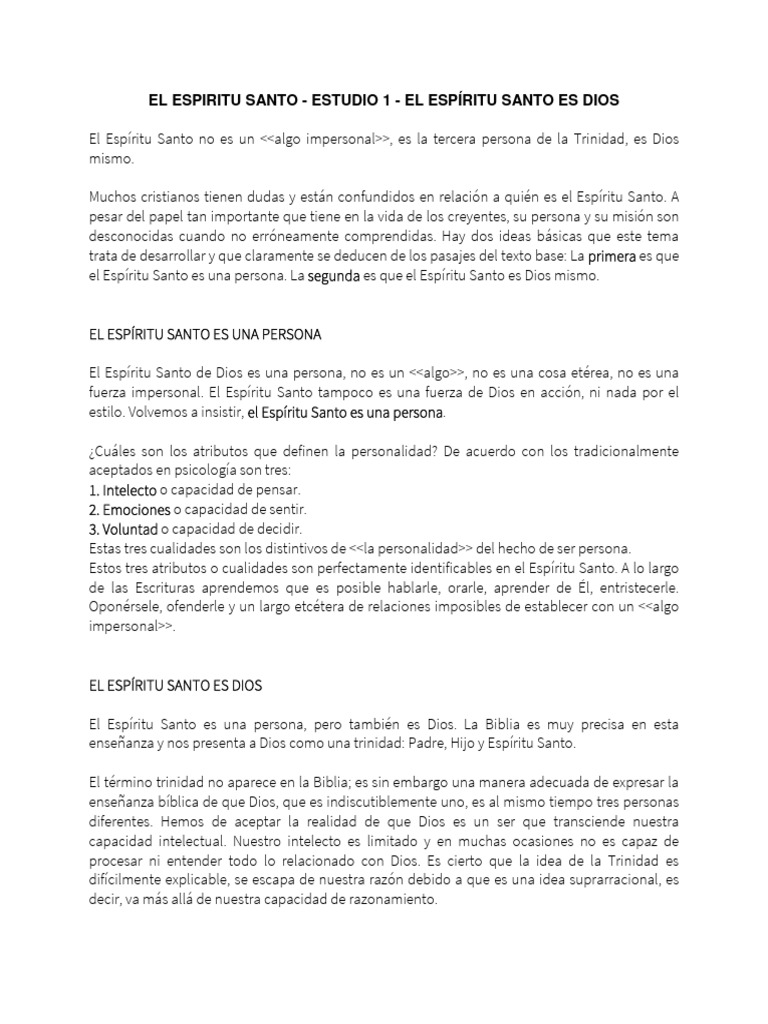 01 El Espiritu Santo Es Dios Pdf Espíritu Santo Dios