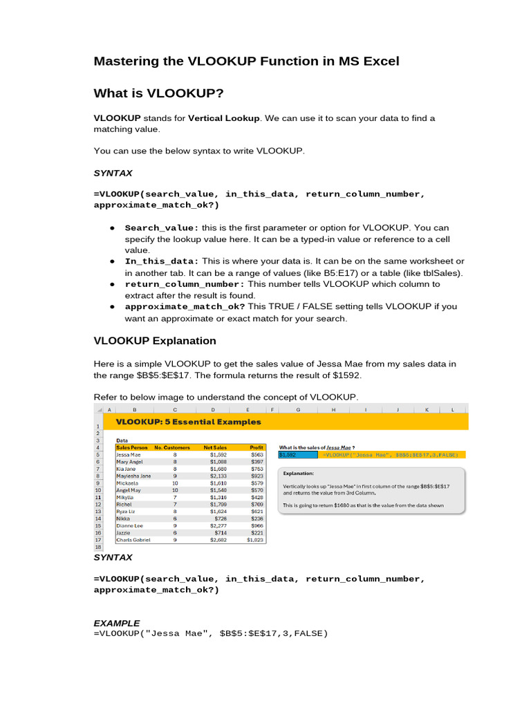 Mastering The VLOOKUP Function in MS Excel | PDF | Computer Engineering | Software Engineering