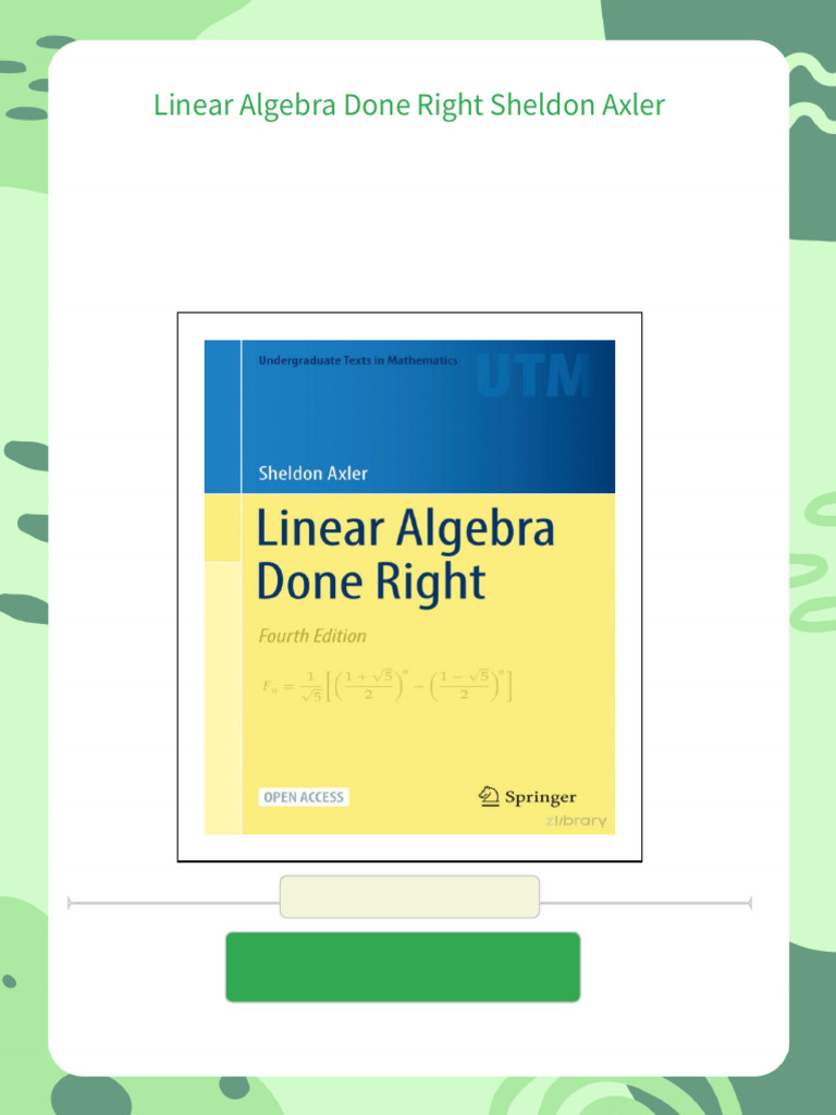 Linear Algebra Done Right Sheldon Axler - The full ebook with all ...