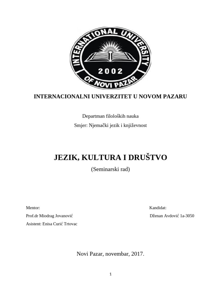 Jezik Kultura Drustvo | PDF