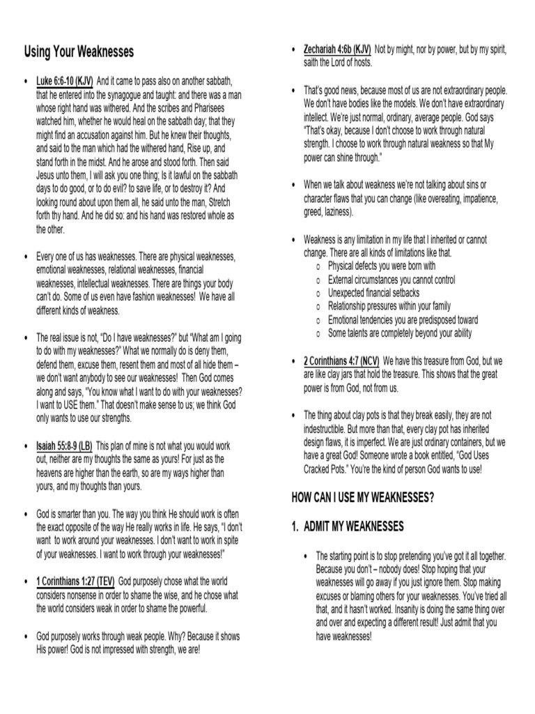 using_your_weaknesses | PDF | Jesus | Moses