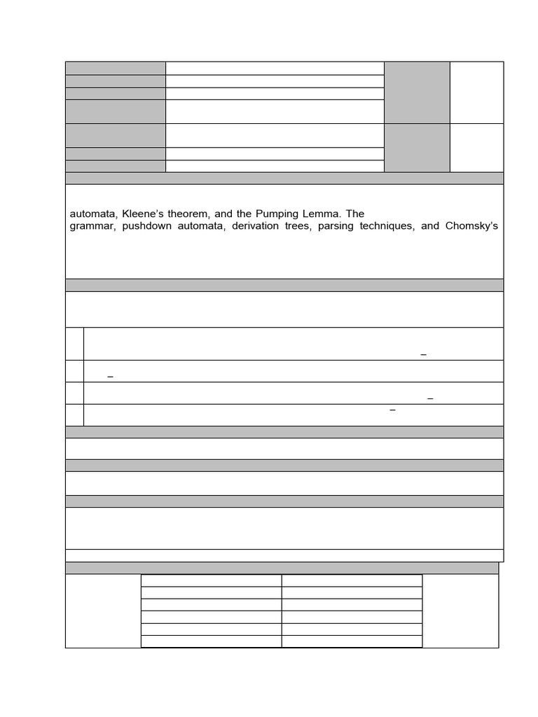 Course Outline - Theory of Automata | PDF | Automata Theory | Regular Expression