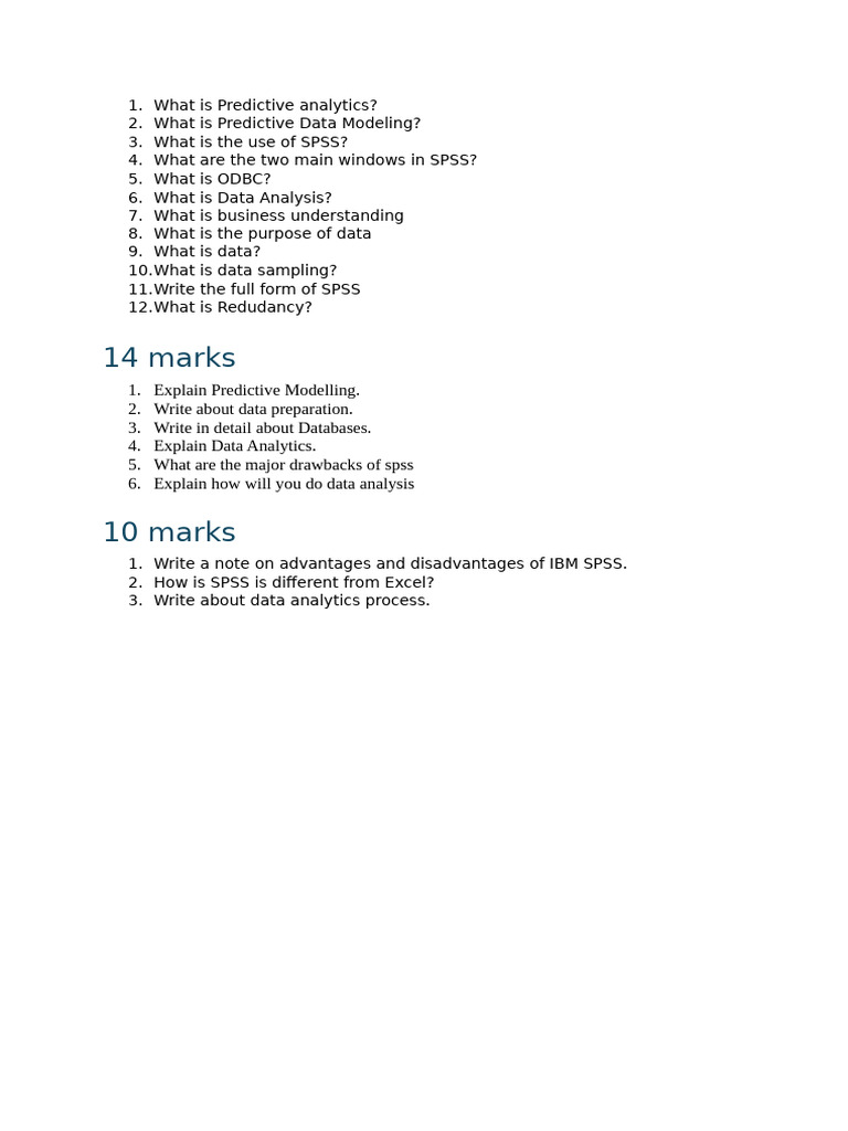 IBM SPSS Unit 1 Importatnt Questions | PDF