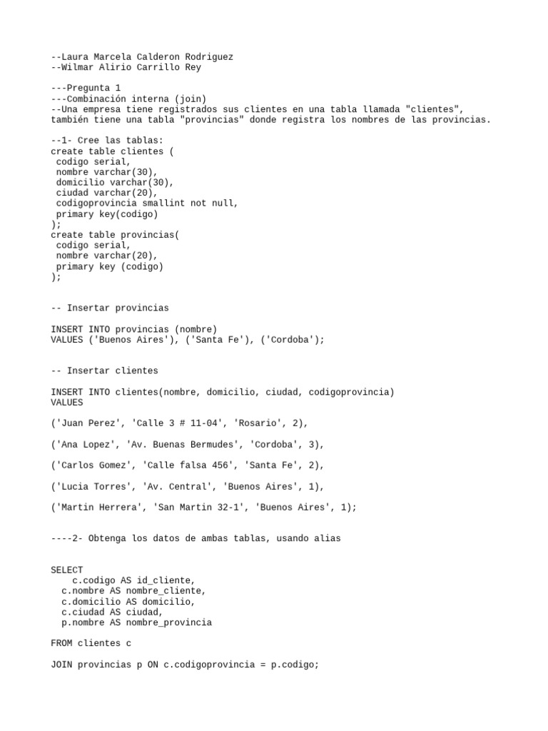 Manejo de JOINS Implícito y Explicito | PDF | Bases de datos | Gestión de datos