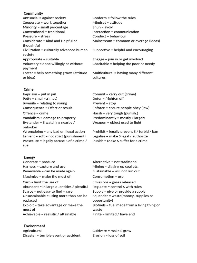 vocab by theme 2 | PDF | Crimes | Crime & Violence