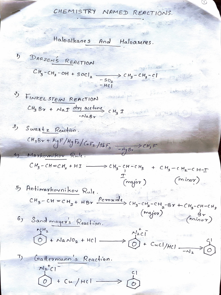 Key Naming Reactions for Class 12 Chemistry | PDF