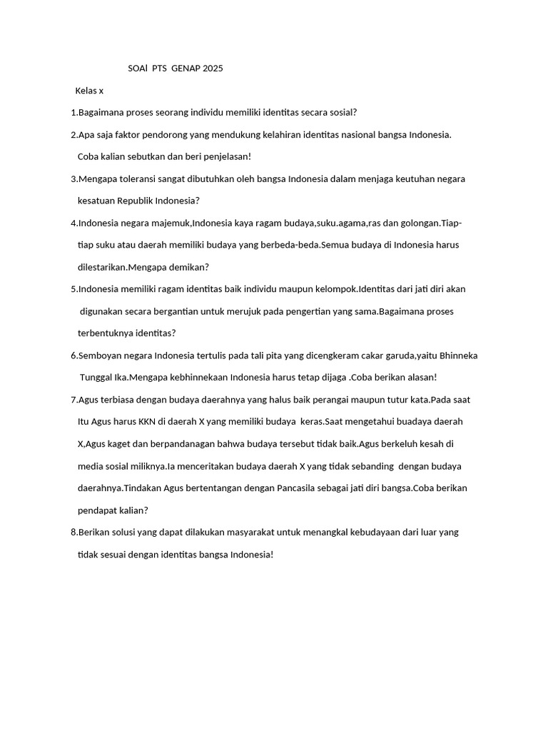 Soal Pts Genap 2025 | PDF