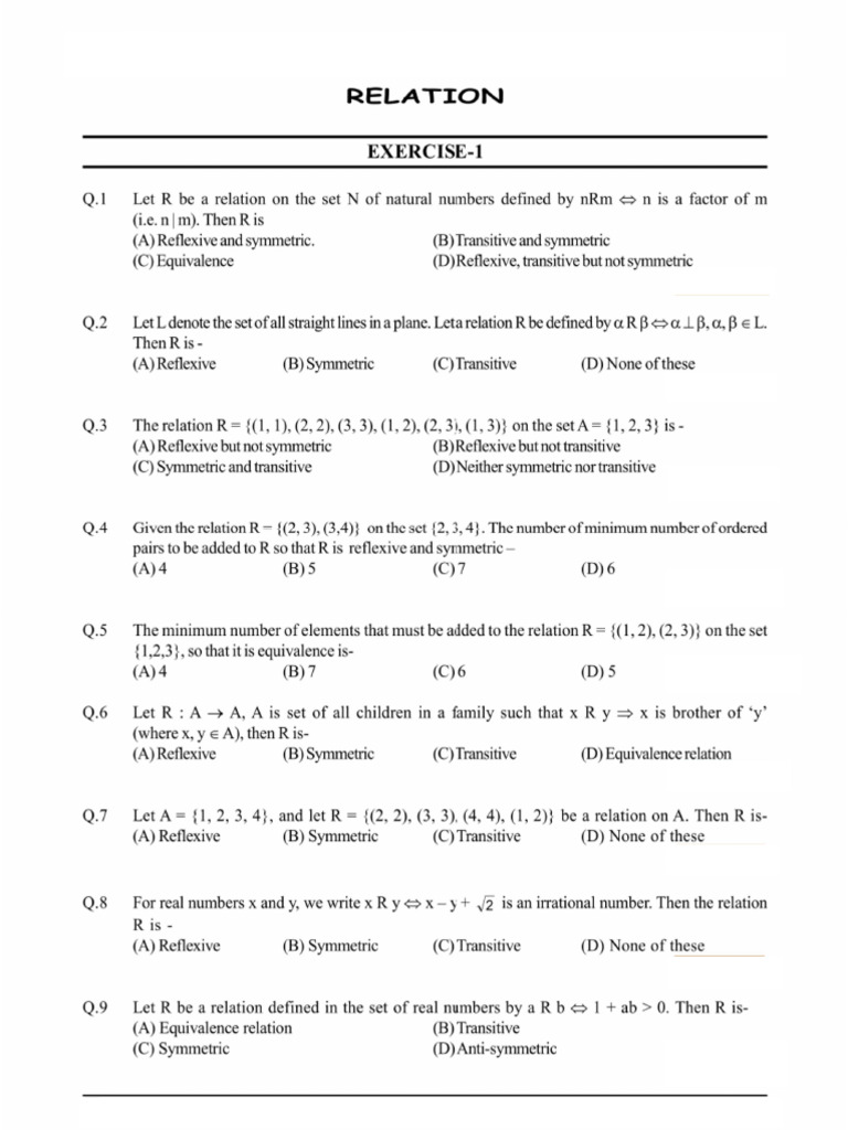 Exercise 1 Relations Pdf