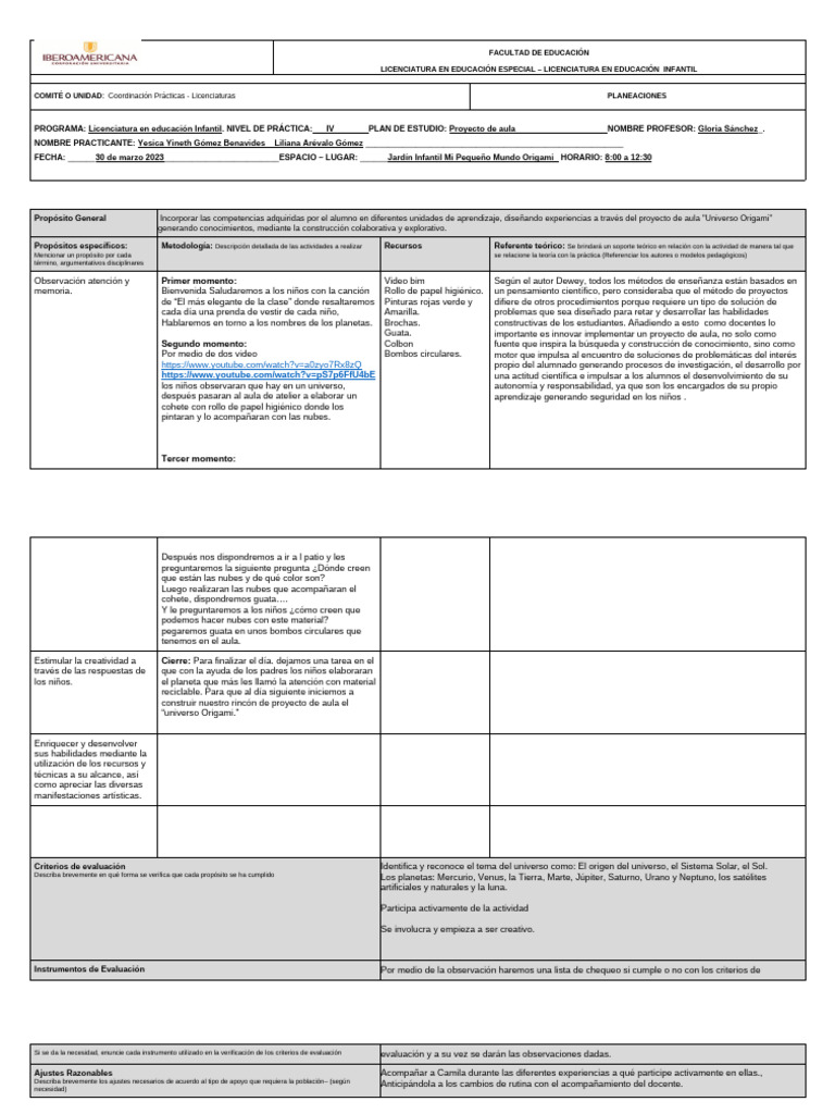 Planeacion Del Universo . | PDF | Evaluación | Enseñando