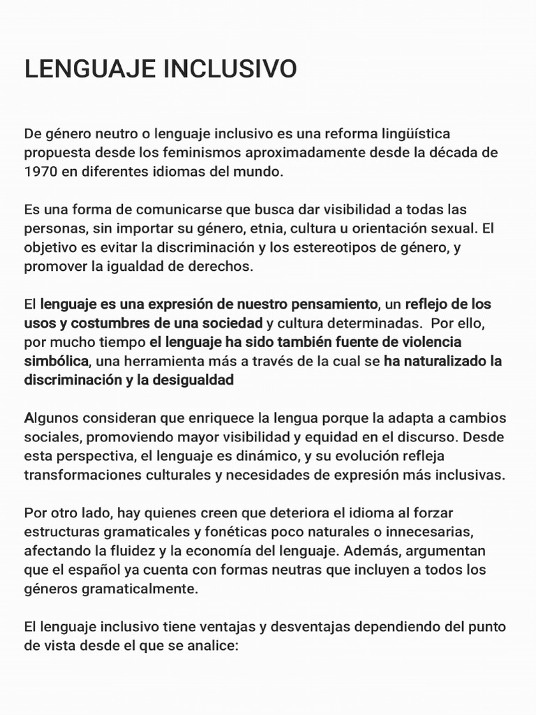 Lenguaje Inclusivo | PDF