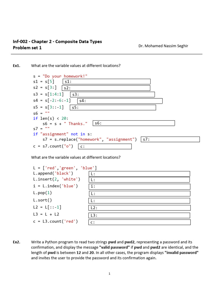 TD Chapter 2 Composite DataTypes-1 | PDF