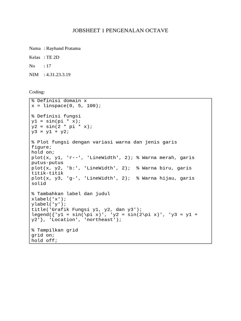 Jobsheet 1 Pengenalan Octave | PDF