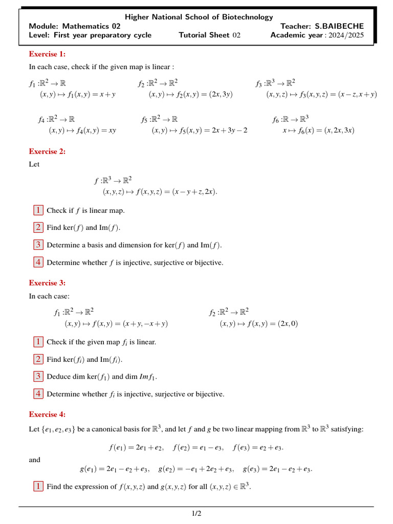 Tutorial Sheet 2 | PDF | Linear Map | Mathematical Physics