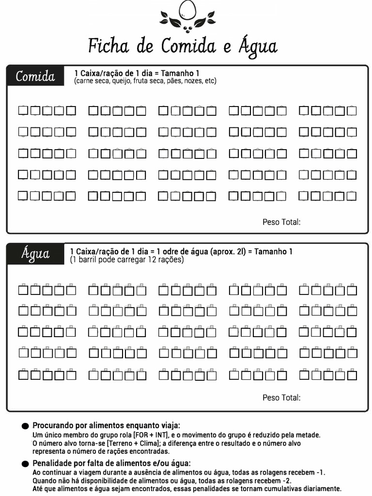 Ficha de Comida e Agua Editavel | PDF