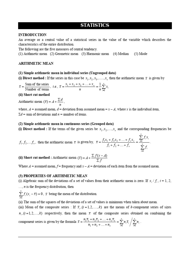 Measures of Central Tendency Explained | PDF | Mean | Standard Deviation