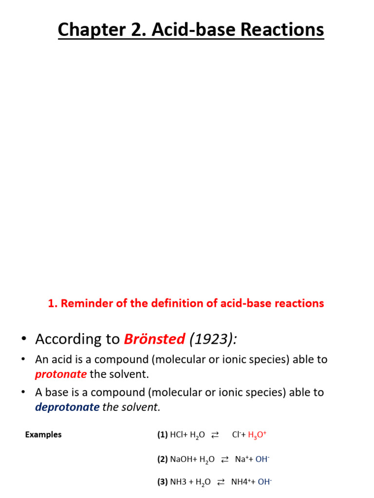 Chapter Acid-Base Reactions Part 1 | PDF | Acid Dissociation Constant ...