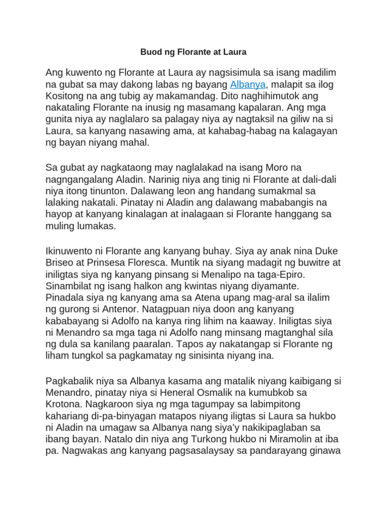 Buod NG Florante at Laura | PDF