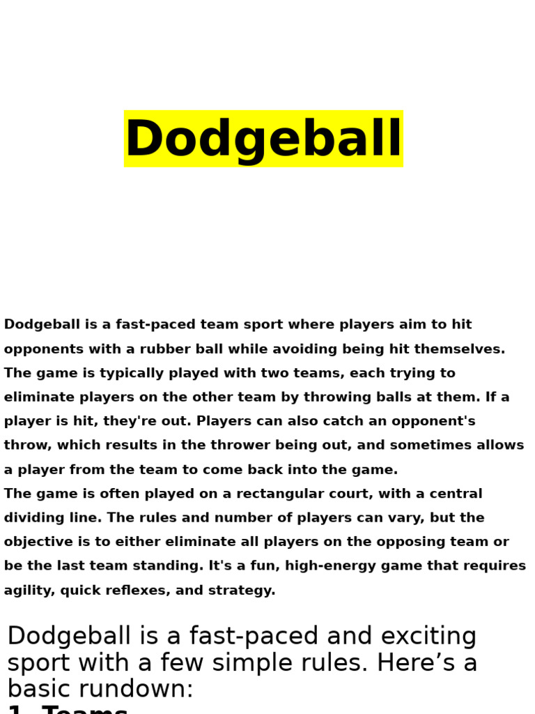 Dodgeball Rules and Gameplay Guide | PDF