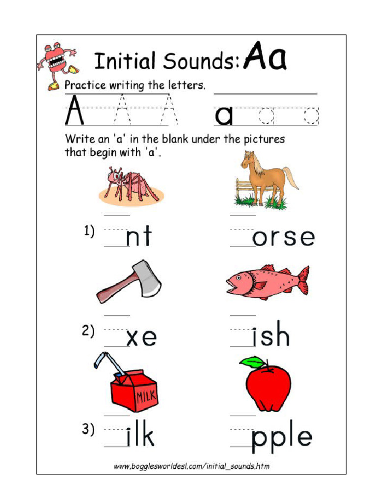 Initial Sound Aa | PDF