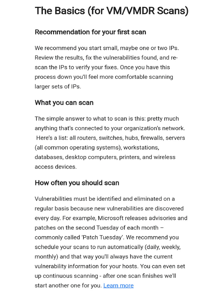 The Basics (For VM - VMDR Scans) | PDF