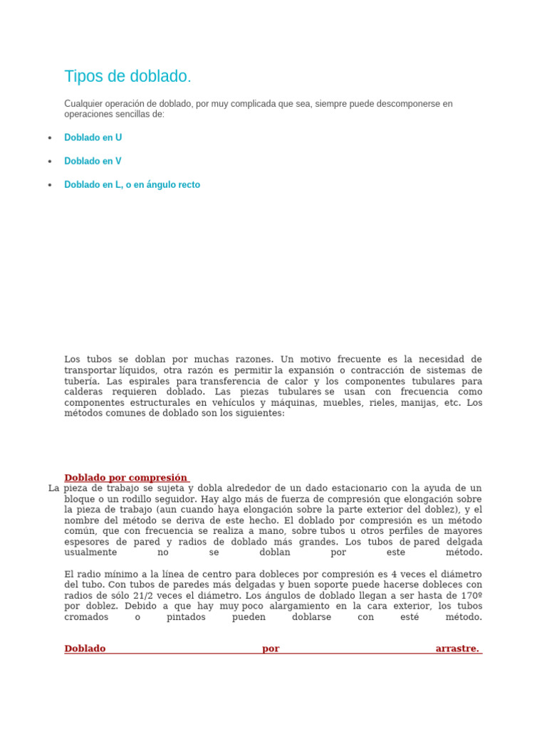 Métodos de Doblado de Metales y Tubos | PDF | Rieles | Deformación ...