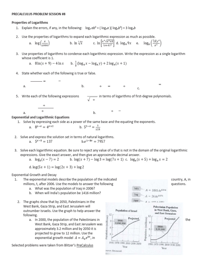 Math 125 Problem Session #8 | PDF | Logarithm | Angle