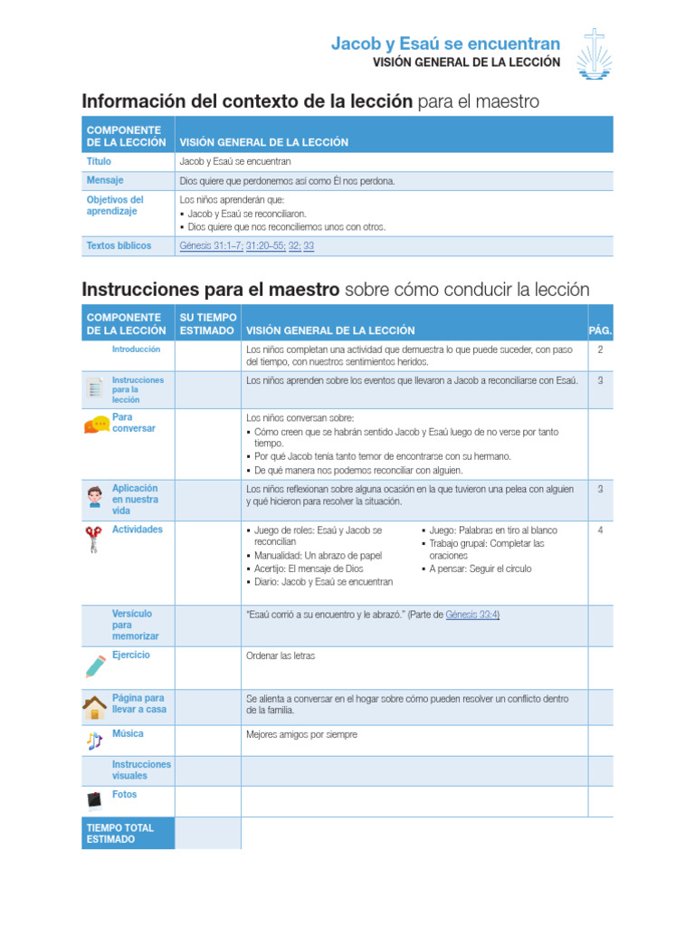 Leccion Jacob y Esau Se Encuentran Completo | PDF | Jacob | Leah